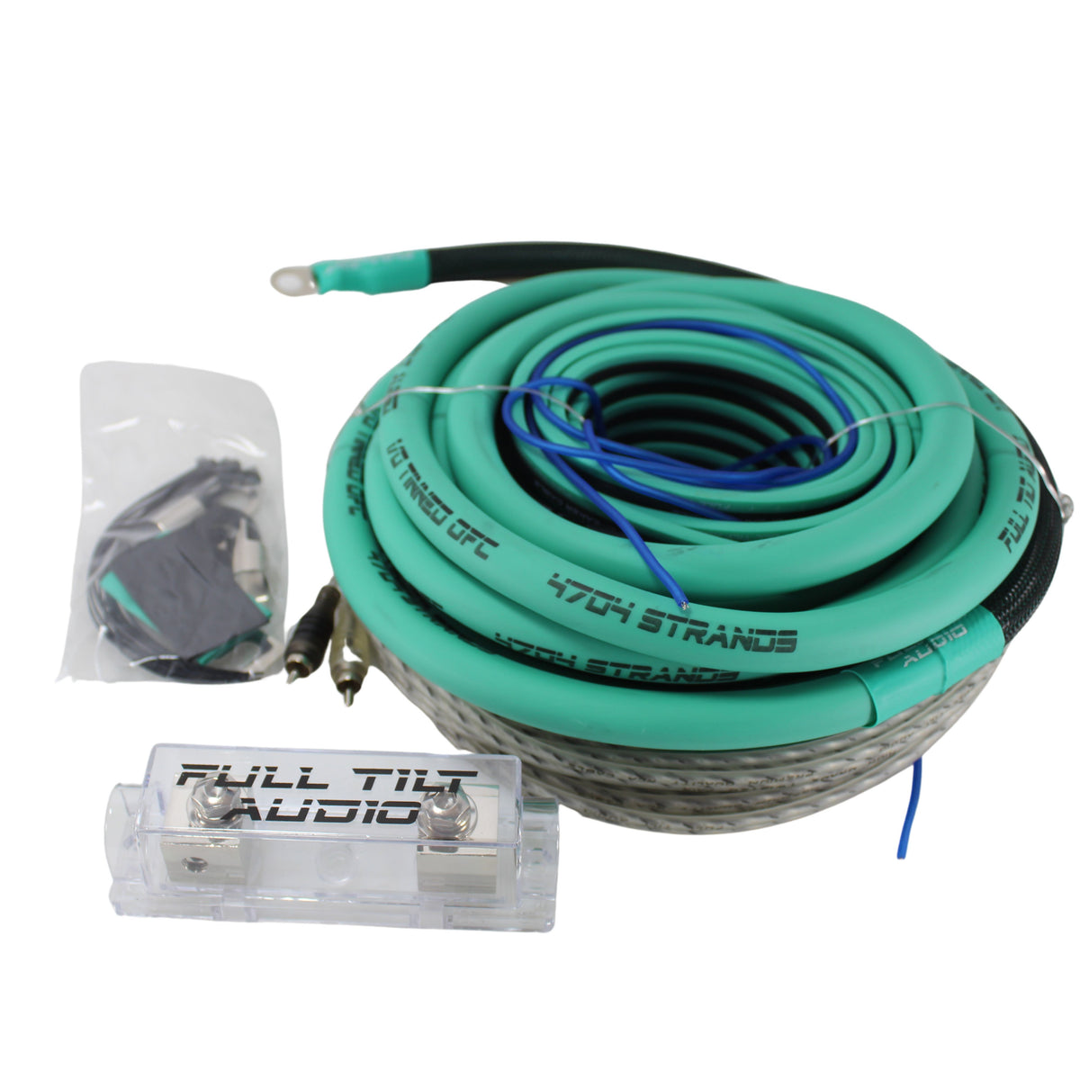 Full Tilt Audio 100% OFC 0 Gauge Teal / Black Amplifier Install Kit ...