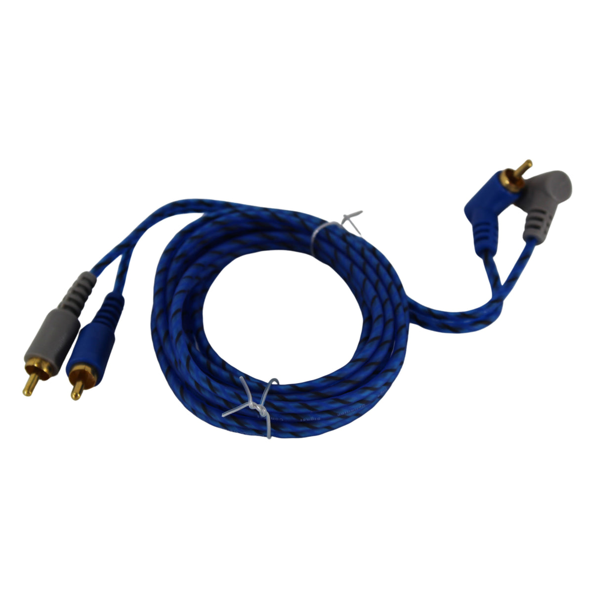 Cobalt 6.55 Ft (2 Meters) Blue RCA Cable w/ Angle and Straight Termina ...