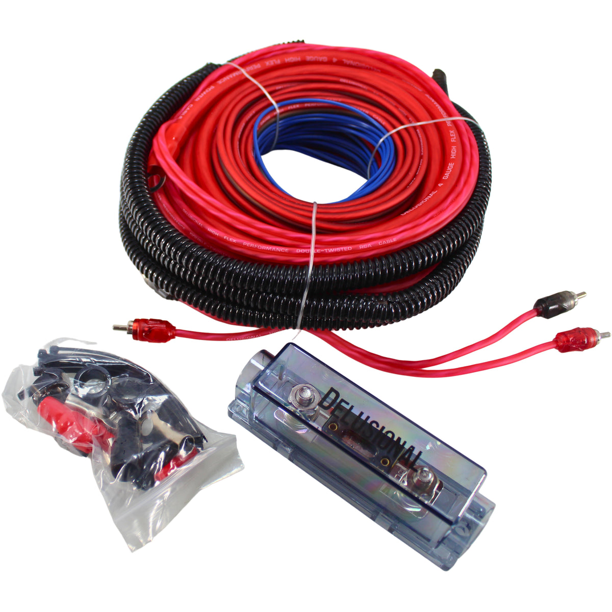 King Boxes DELUSIONAL 4GA CCA Installation Wiring Amplifier Kit / DE-4 ...
