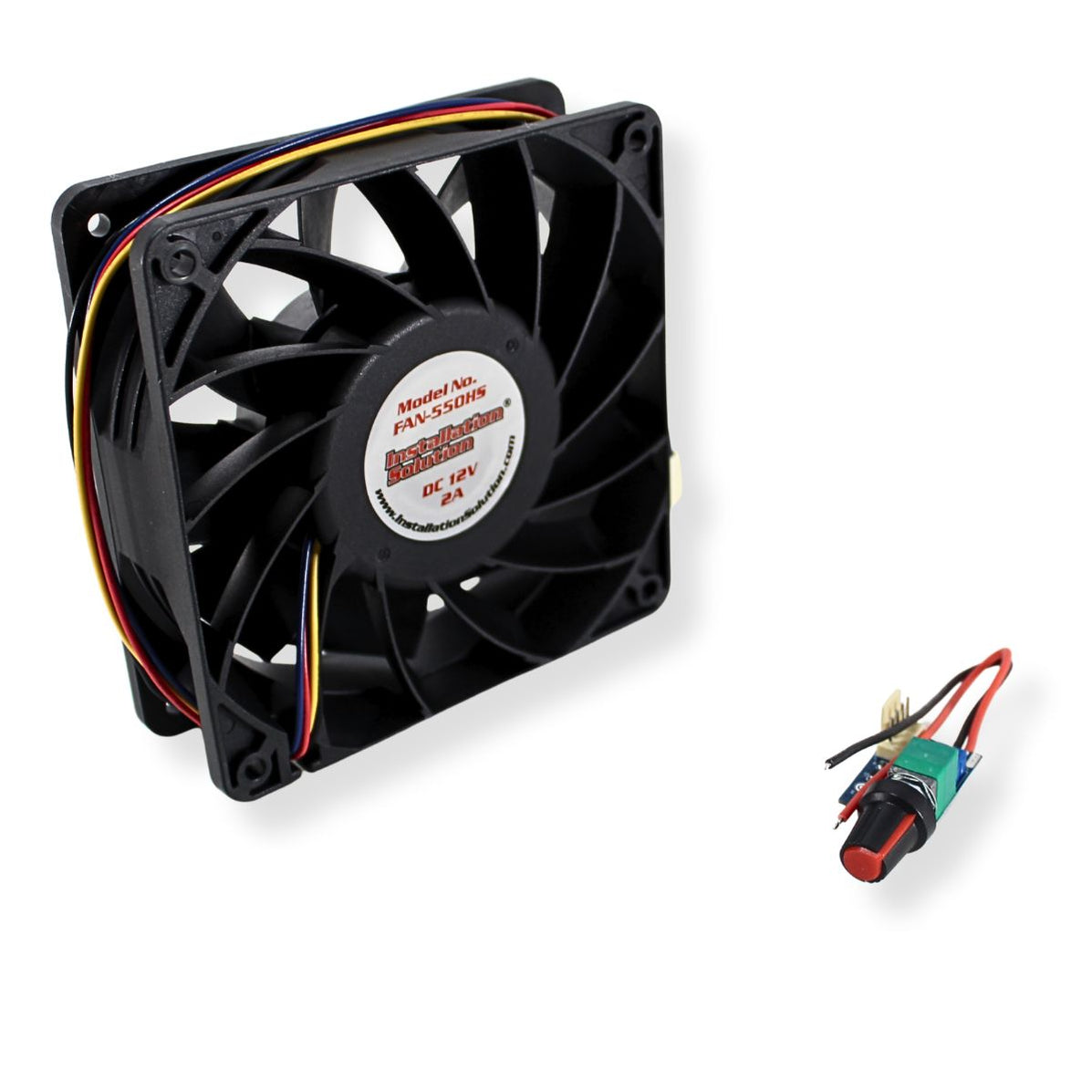 12V 2.0A High-Speed 50 CFM Waterproof Cooling Fan w/ Speed Controller ...