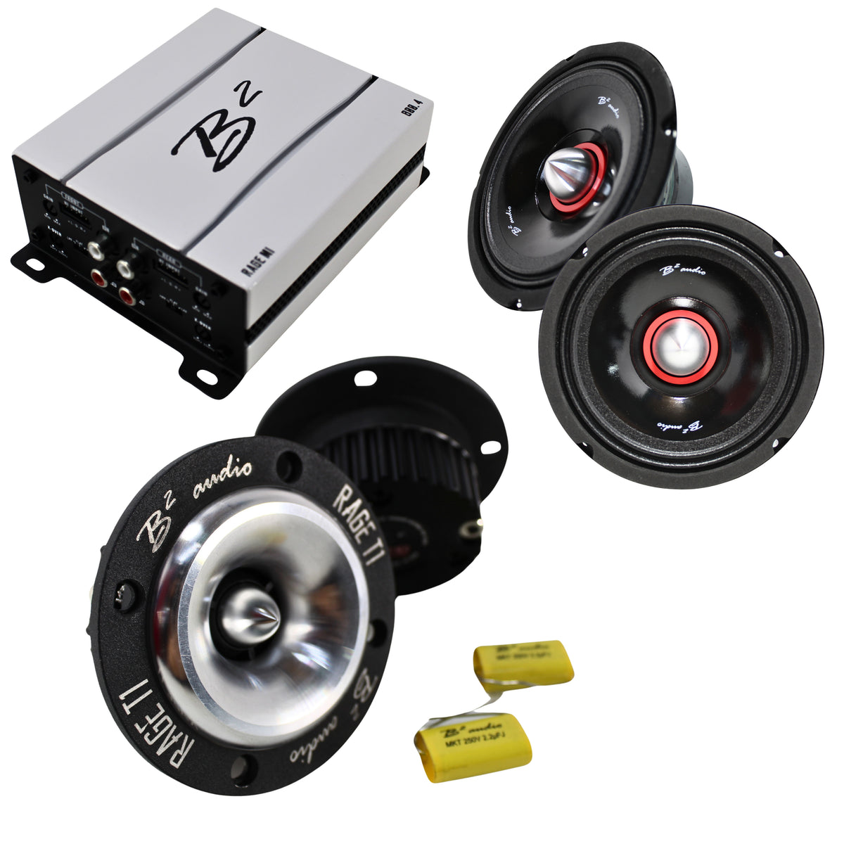 B2 Audio RAGE 4 Channel 800W Amp W/ 1 RIOT6P Set + RAGE T1 NEO Tweeter ...
