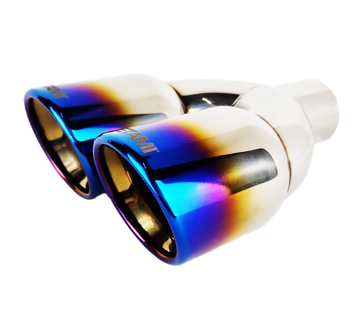 Dual Round Double Wall Slant Cut Exhaust Tip Auto Product Makers NT-25 ...