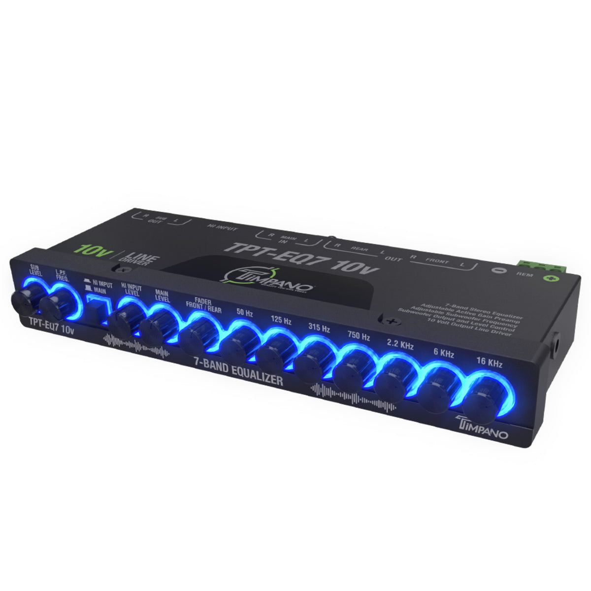 7 Band 1/2 DIN 6-Channel 10-Volt RCA Equalizer Crossover Timpano TPT-E ...