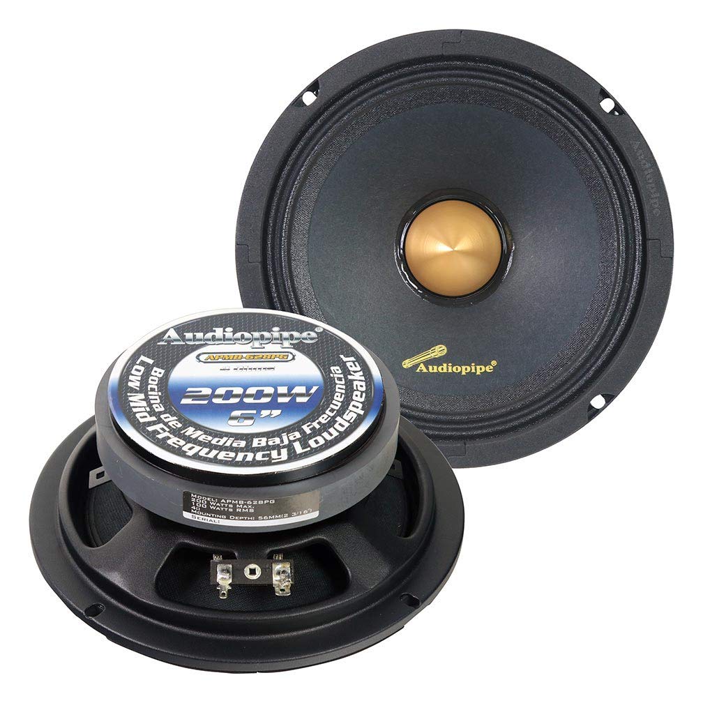 6" Mid Bass Speaker Gold | AP-APMB-628PG for Audiopipe Systems 4-Ohm ...
