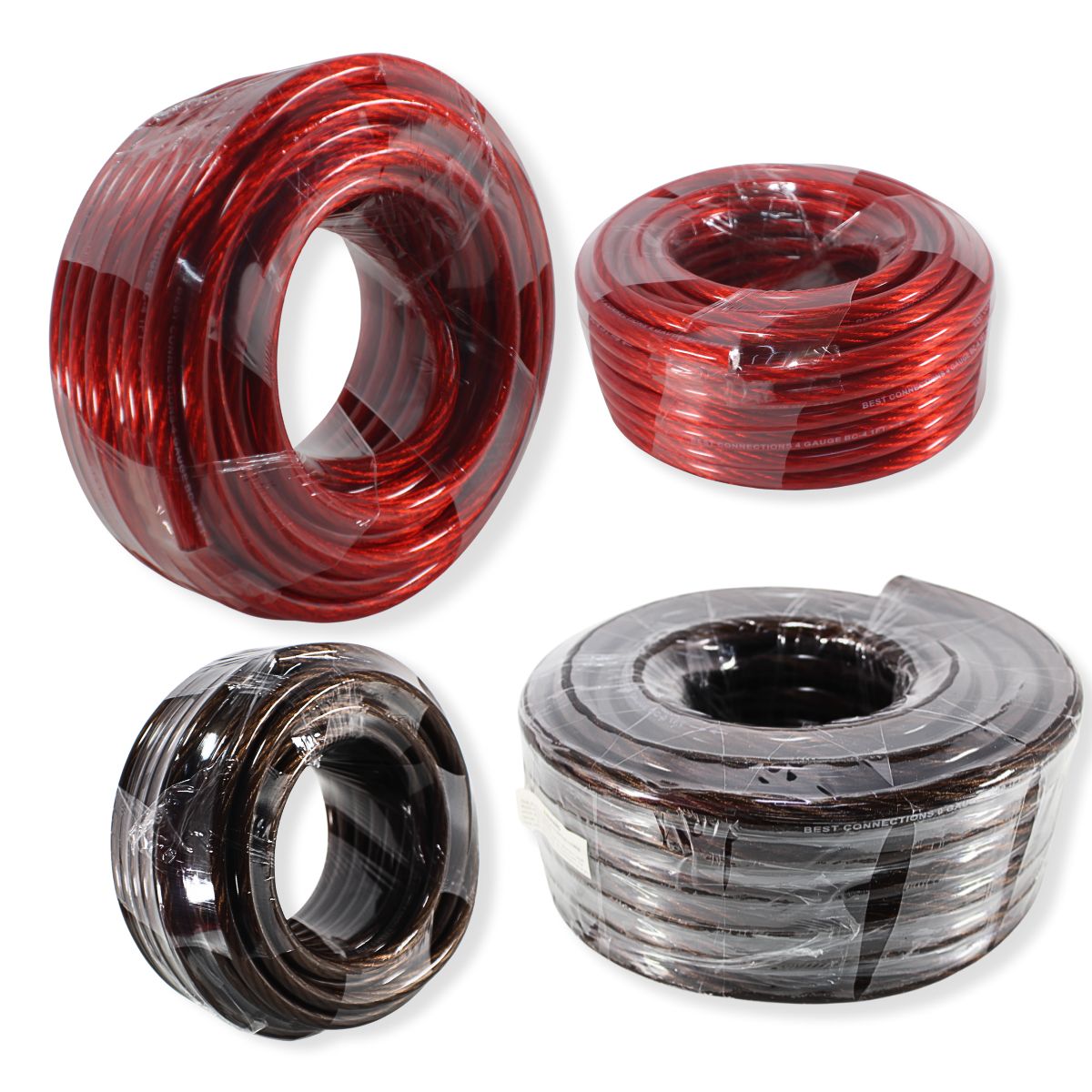 0 & 4 Gauge Red + Black Car Audio Power & Ground Wire Combo Kit CCA ...