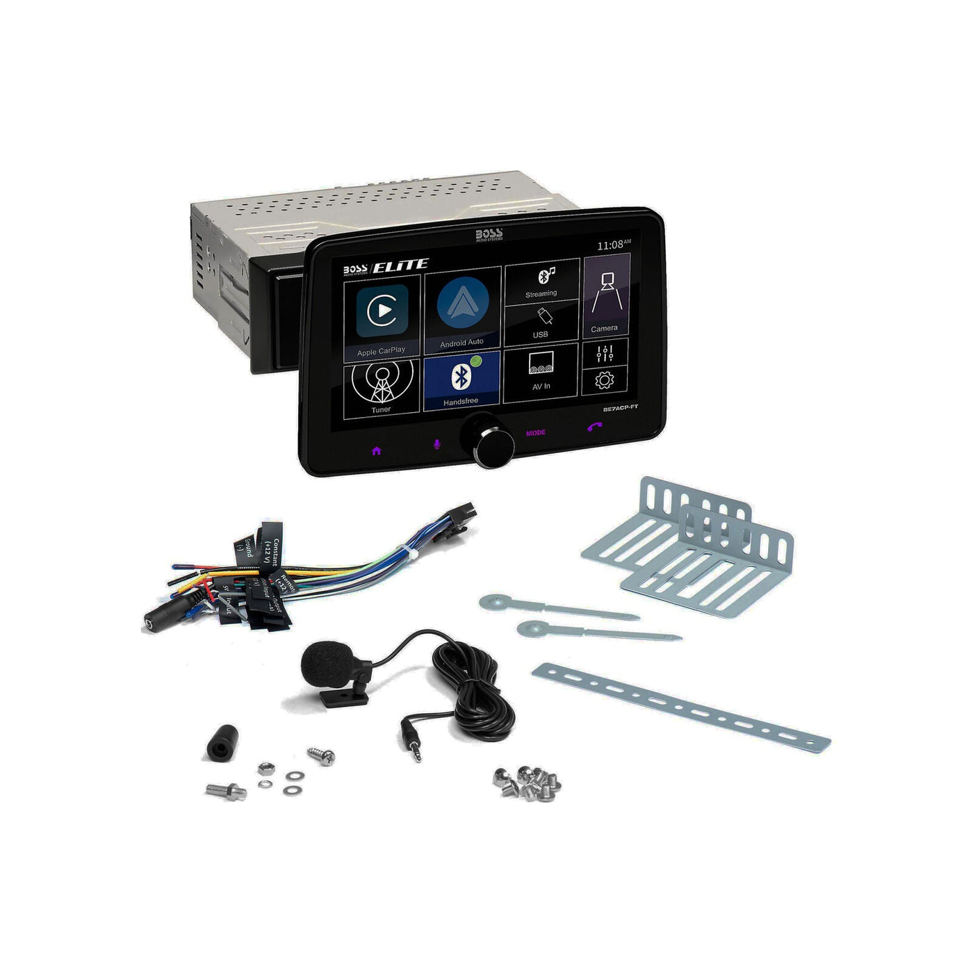 BOSS 7" Touchscreen 1-Din BT Radio with Apple CarPlay & Android Auto ...