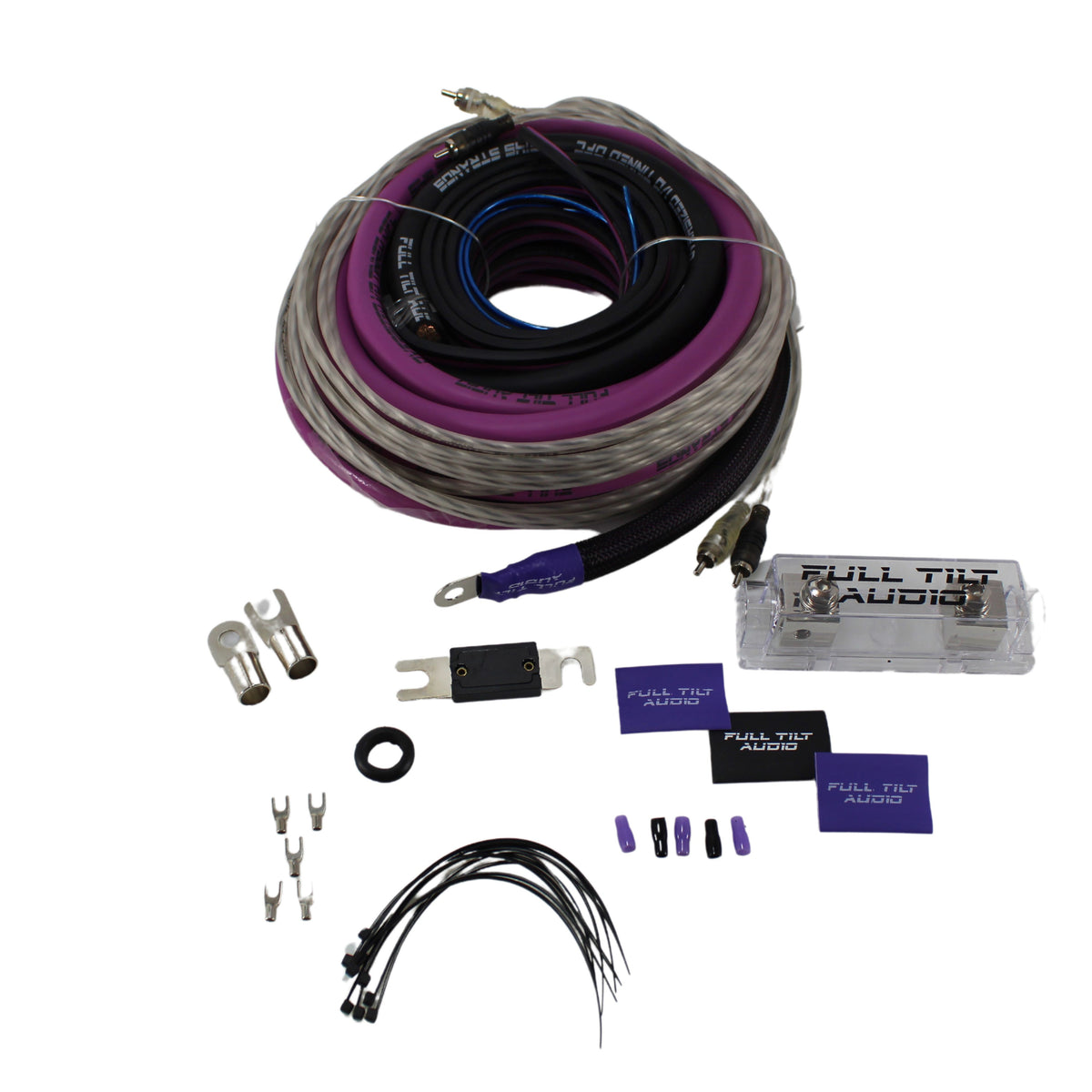 Full Tilt Audio 100% OFC 0 Gauge Pink / Black Amplifier Install Kit ...