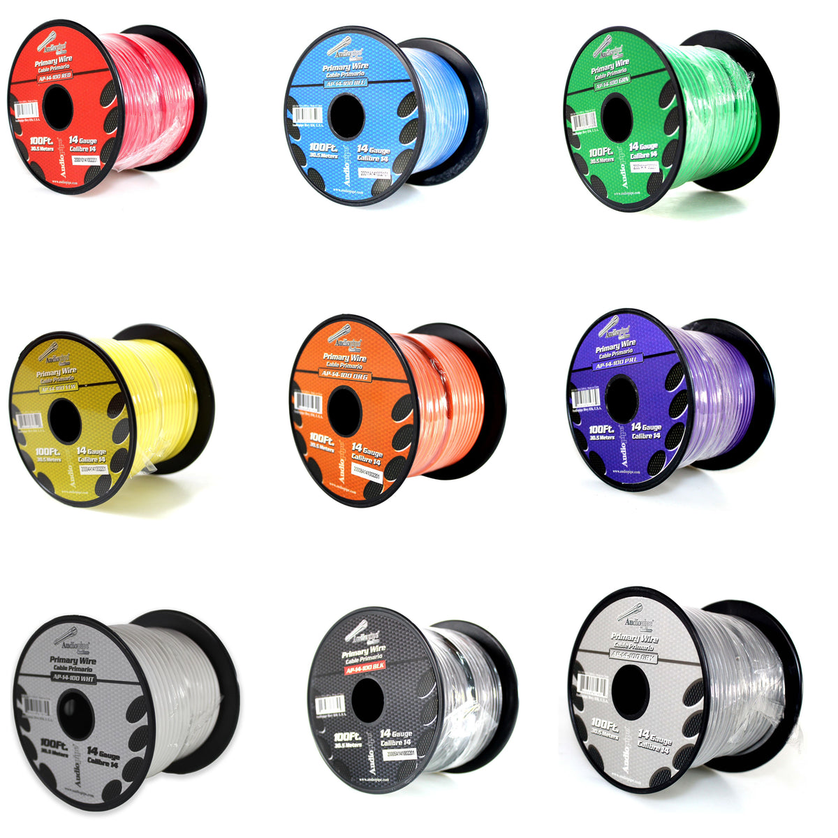 9 Rolls 14 GA 100 ft Stranded Spools of CCA Primary Power Ground Speak ...