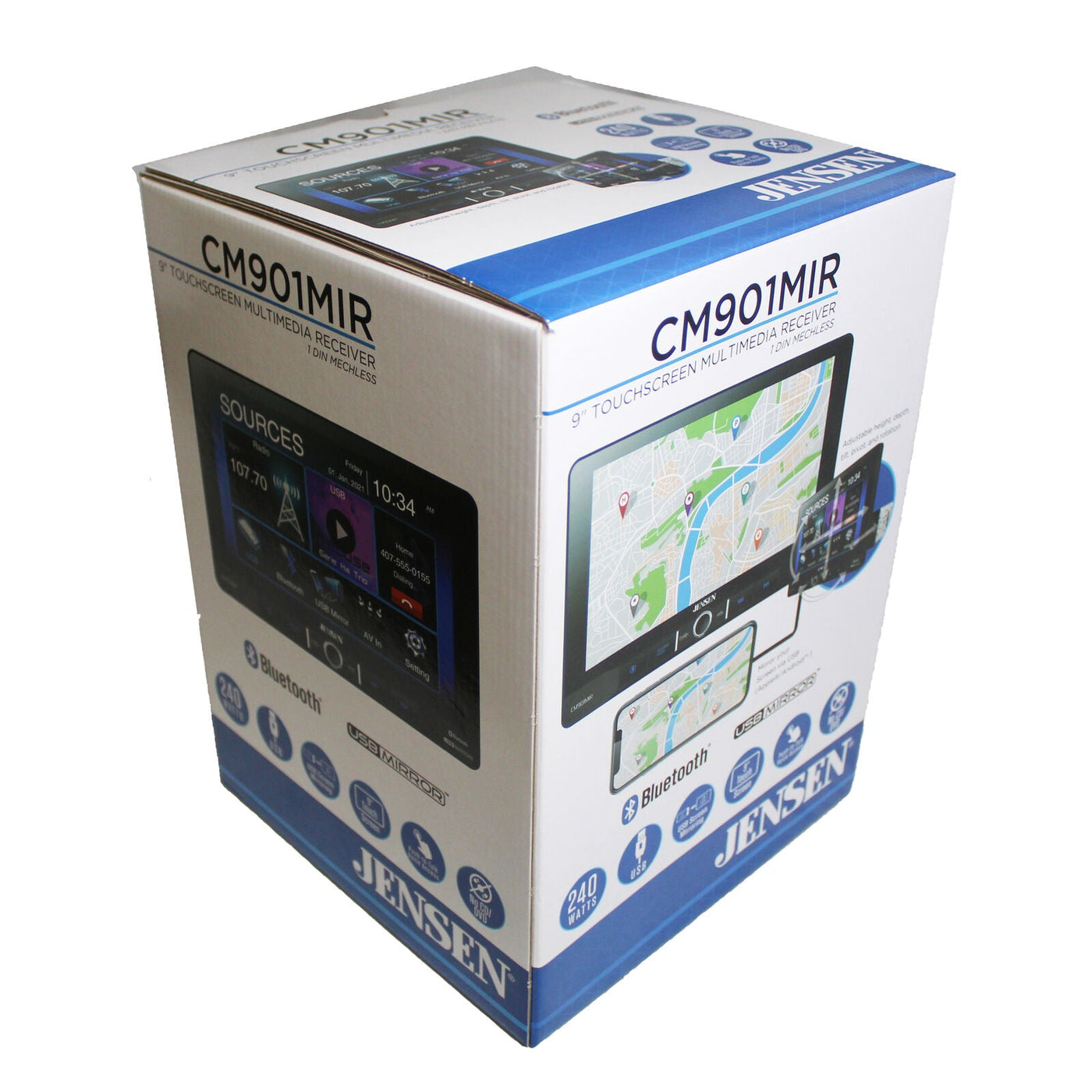 Jensen 9" 1-Din Touchscreen LCD USB Bluetooth Multimedia Radio — Big ...