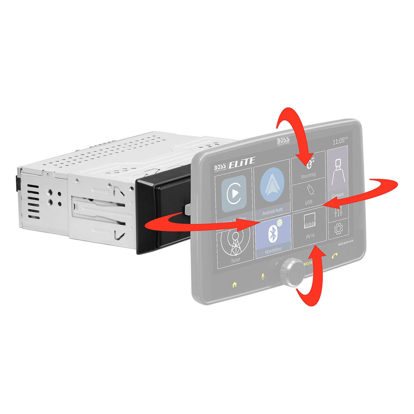 BOSS 7" Touchscreen 1-Din BT Radio with Apple CarPlay & Android Auto ...