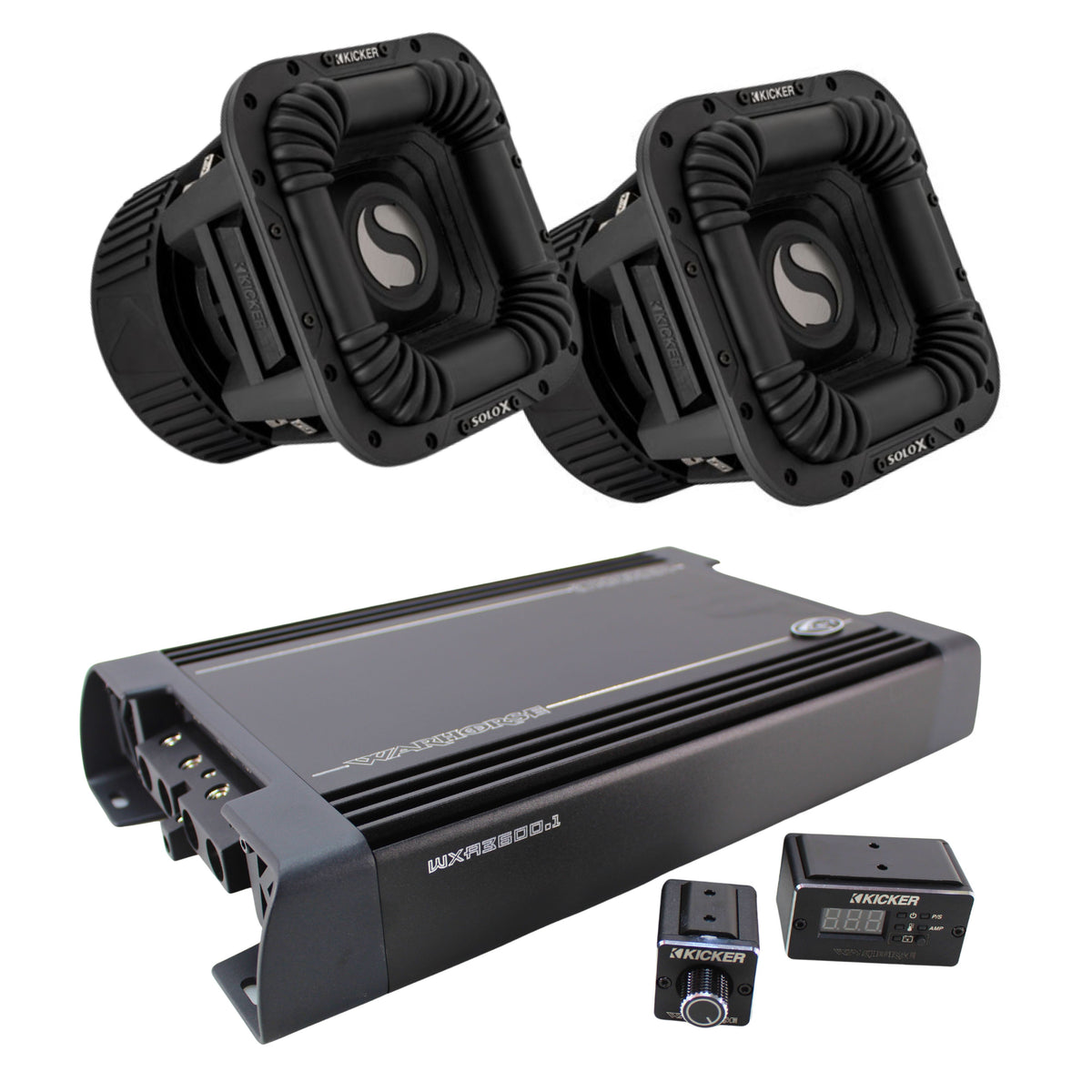 Two Solo X 10" Dual 2 Ohm 2000W RMS Subwoofer Combo with Warhorse 3600 ...