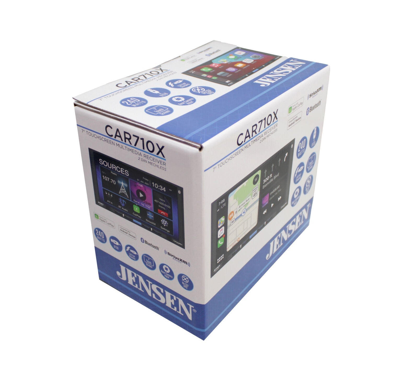 Jensen 7” Touchscreen Bluetooth Radio w/ CarPlay & Android Auto — Big ...