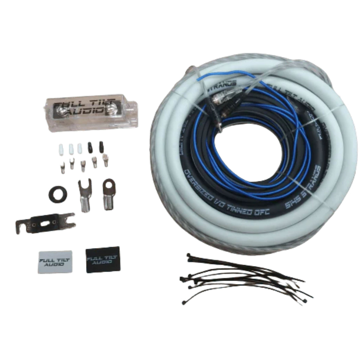 Full Tilt Audio 100% OFC 0 Gauge White / Black Amplifier Install Kit ...