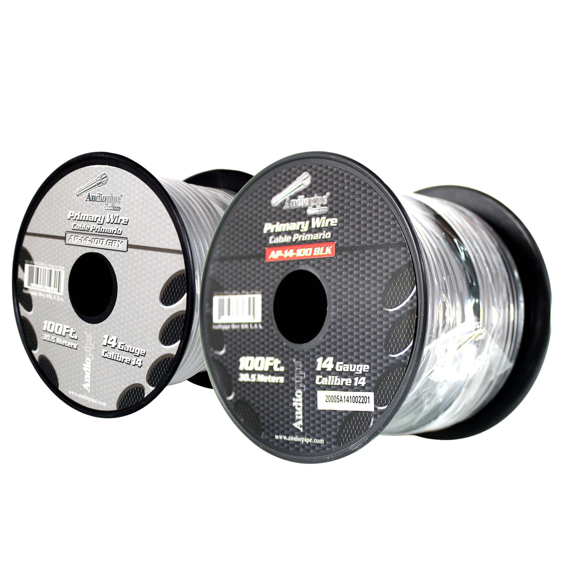 Audiopipe (2) 14ga 100ft CCA Primary Ground Power Remote Wire Spool Bl ...