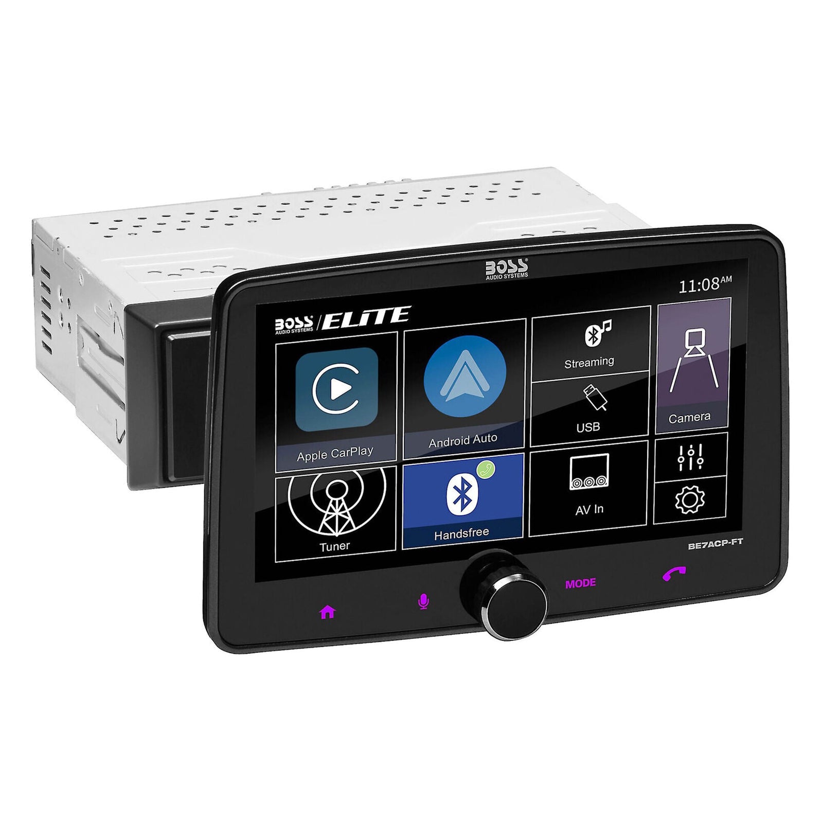 BOSS 7" Touchscreen 1-Din BT Radio with Apple CarPlay & Android Auto ...