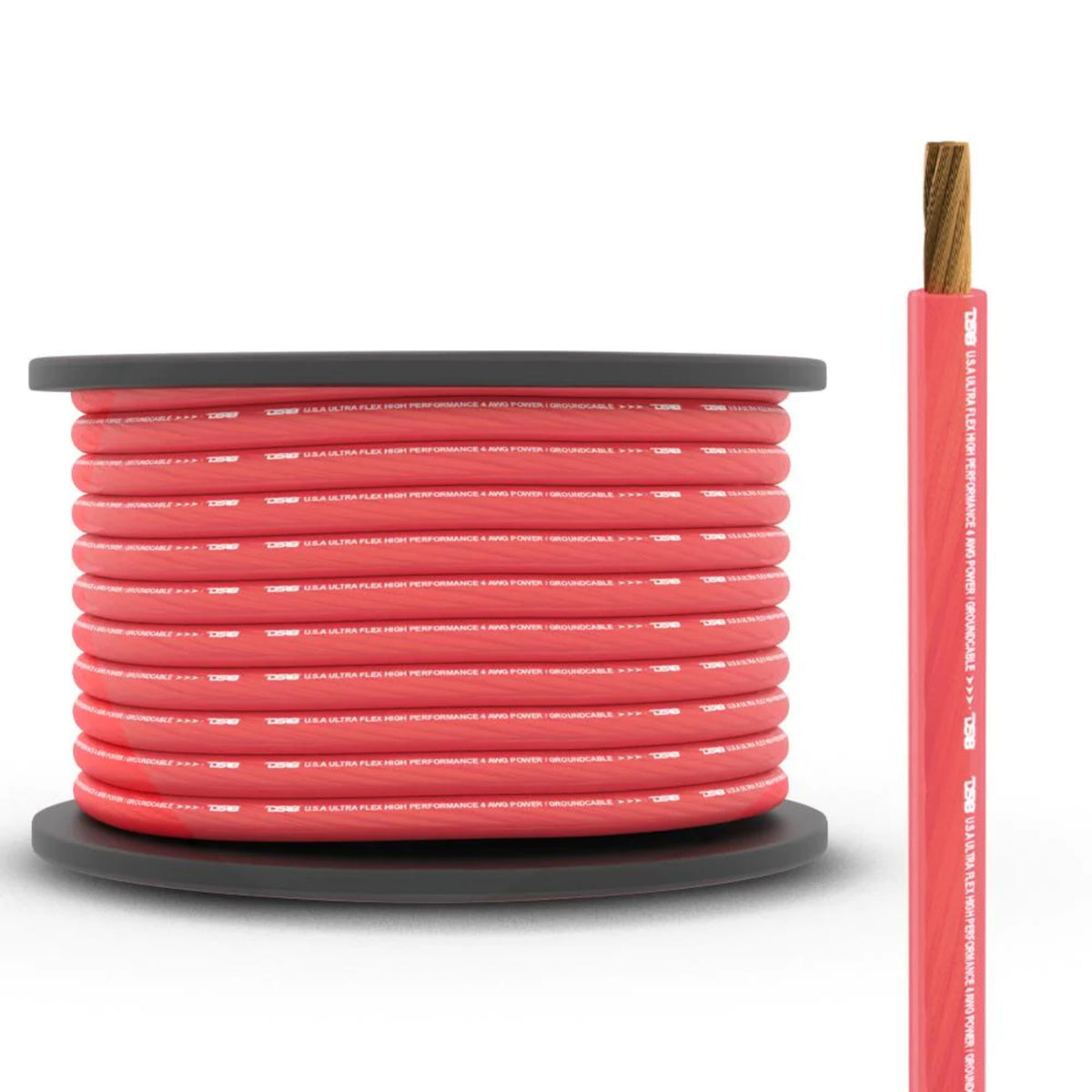 DS18 Car Audio 4 AWG Copper Clad Aluminum CCA Power/Ground Wire Red Lo ...