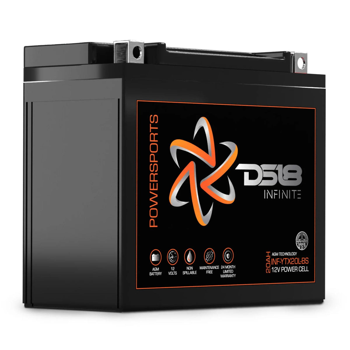DS18 Infinite INF-YTX20L-BS 12 Volt 20 AH 800W Powersports AGM Battery ...