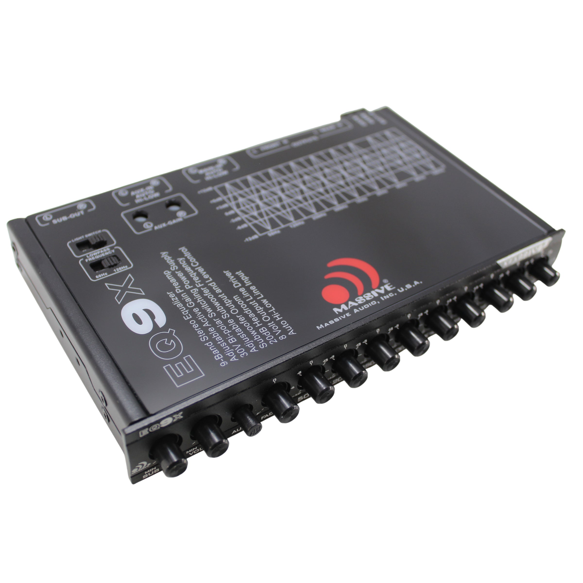 Massive Audio LED 9 Band Graphic Equalizer W/ Gold Plated RCA Connecti ...
