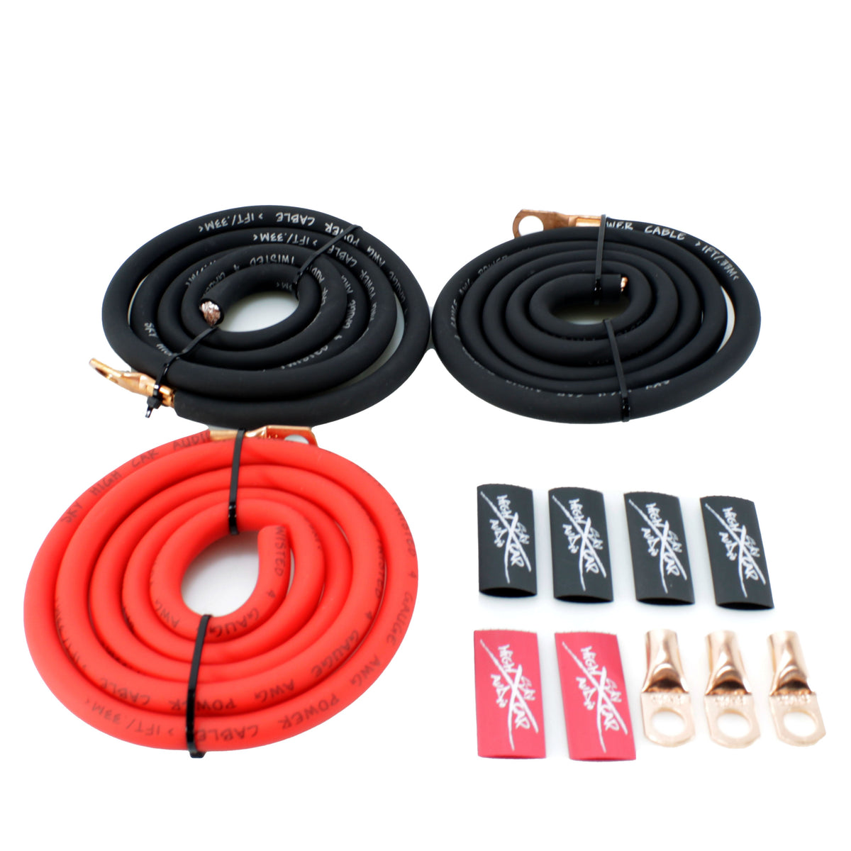 Sky High Car Audio BIG 3 Battery Upgrade Kit CCA 4 Ga Red Power Black ...