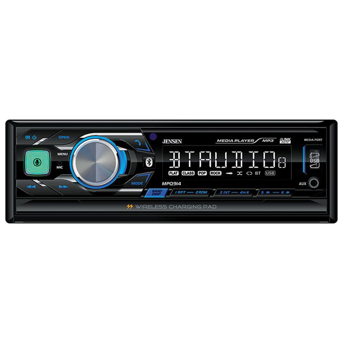 Jensen MPQ914 Single Din Bluetooth AM/FM USB/AUX Digital Car Stereo ...