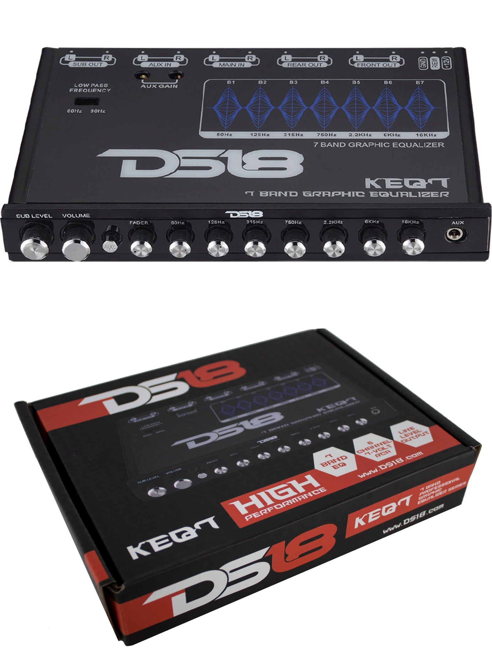 DS18 Combo KEQ7 7 Channel Equalizer + XM3 3 Way Electronic Crossover ...