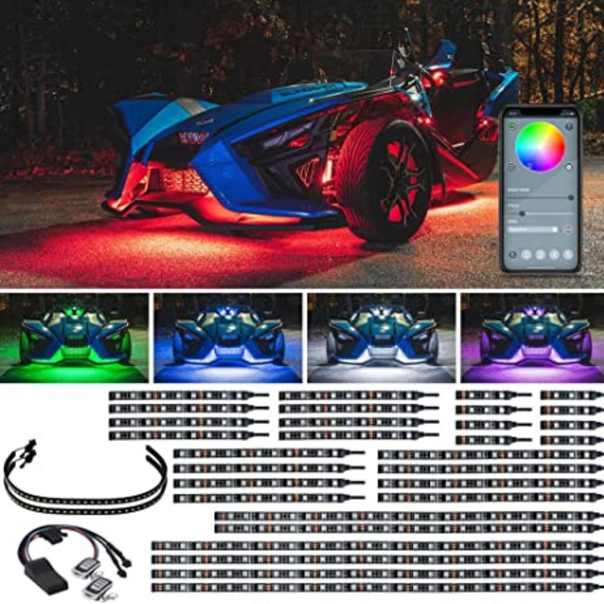 LEDGlow Slingshot Advanced Million Color LED Light Kit with Smartphone ...
