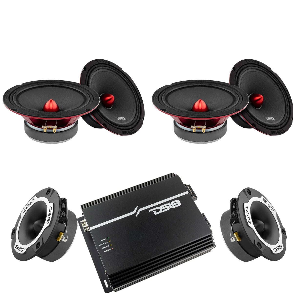 4x 8.4BM Mid range Speakers TW220 Super Tweeters 4 Channel Amplifier ...