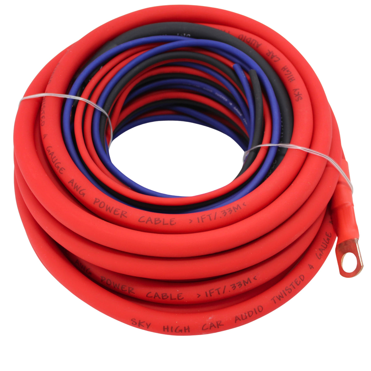 Sky High Car Audio 4 GA CCA Amplifier Wiring Kit Red Power Black Groun ...