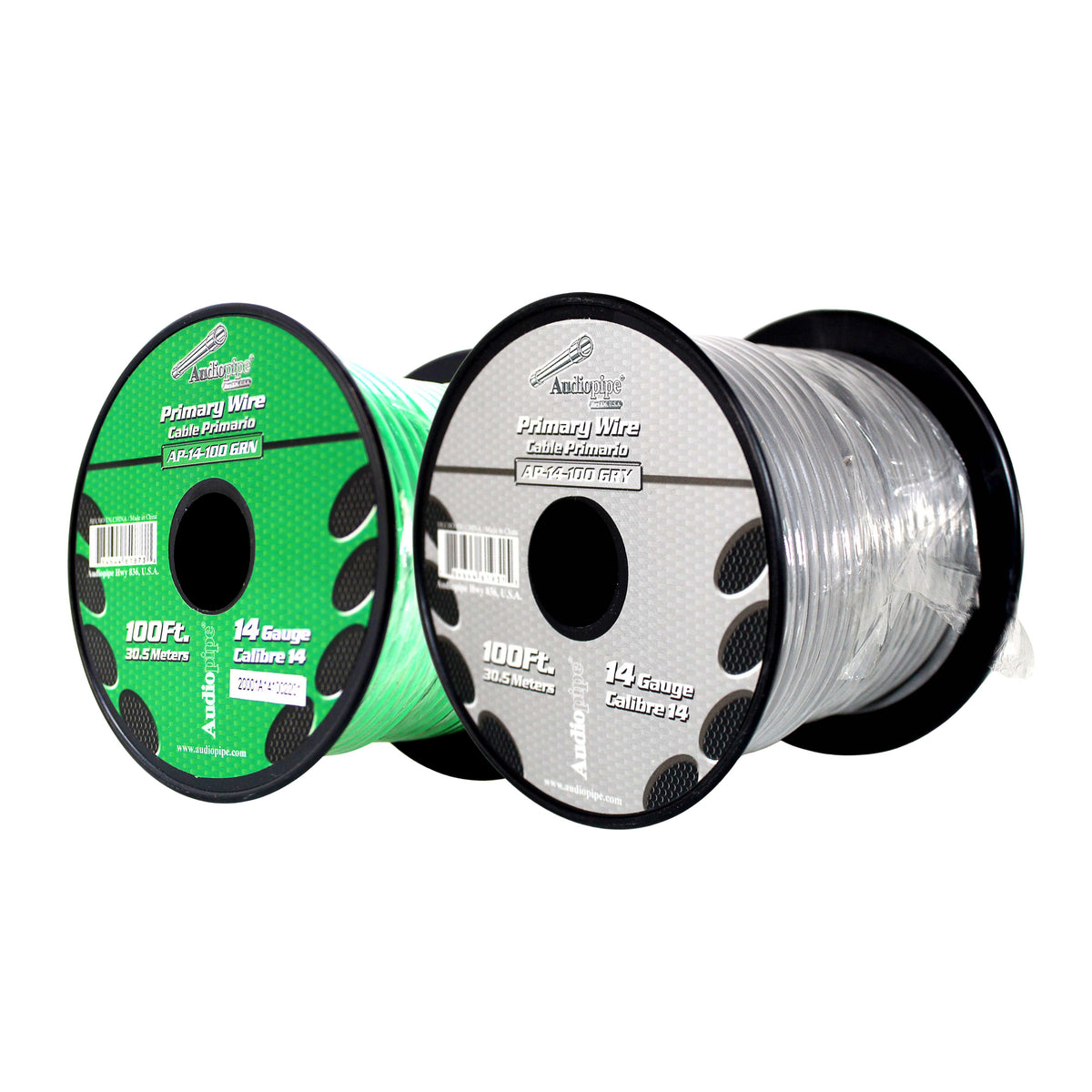14 GA 100 FT Green Gray Stranded Spools of CCA Primary Power Ground Wi ...