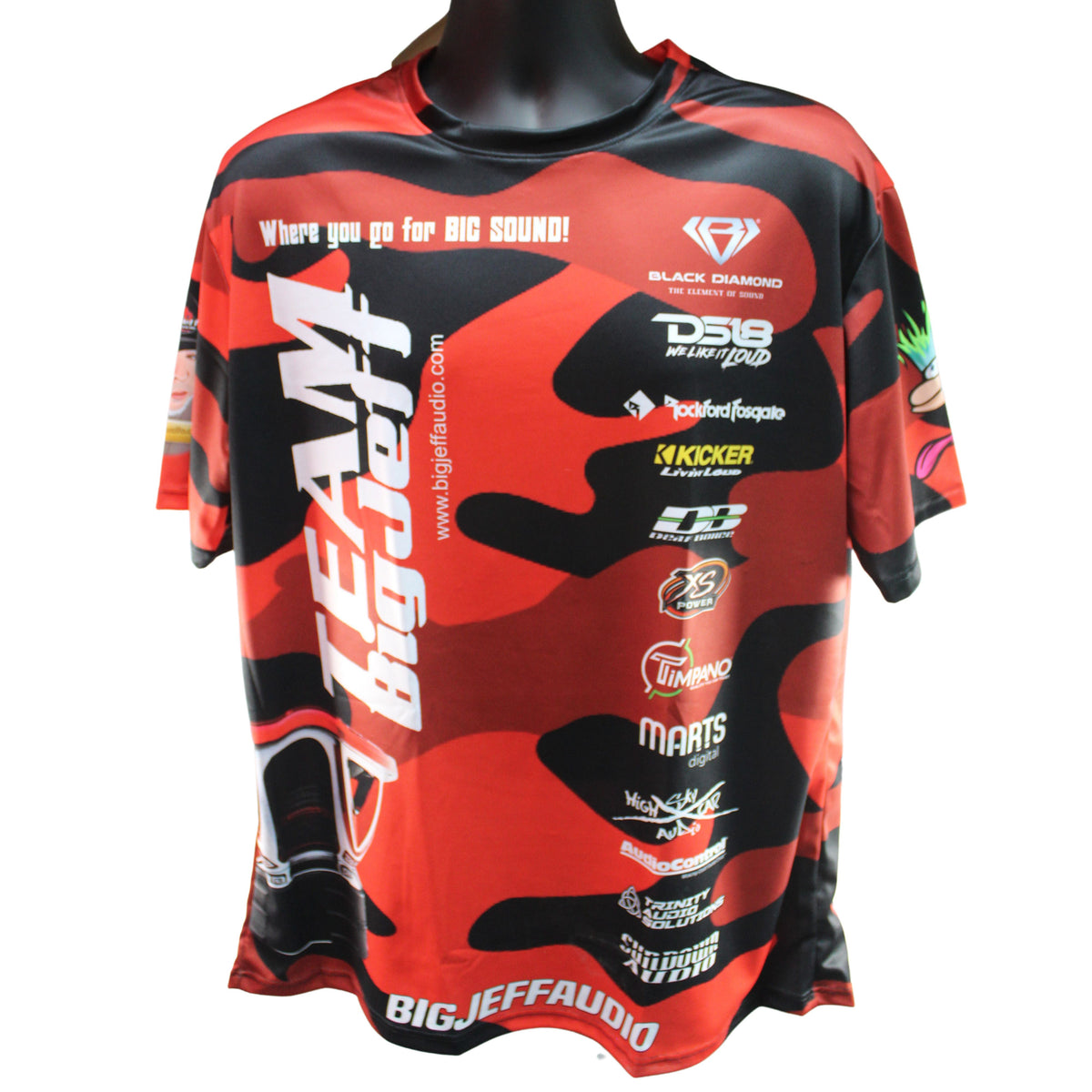 Big Jeff Audio Team Red/Black Camo Full Color T-Shirts — Big Jeff ...