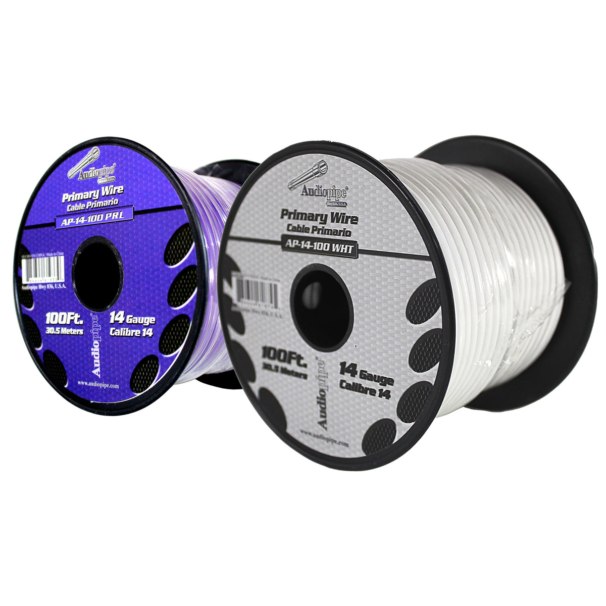 Audiopipe (2) 14ga 100ft CCA Primary Ground Power Remote Wire Spool Pu ...