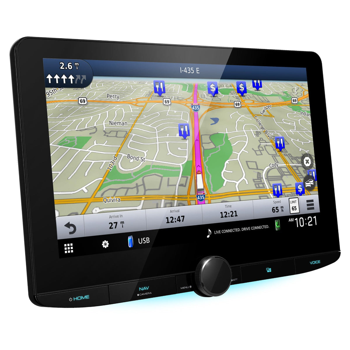 Kenwood DNR1008RVS 10.1" Nav Receiver – 22W RMS x4 @ 4 Ohm, Garmin GPS ...