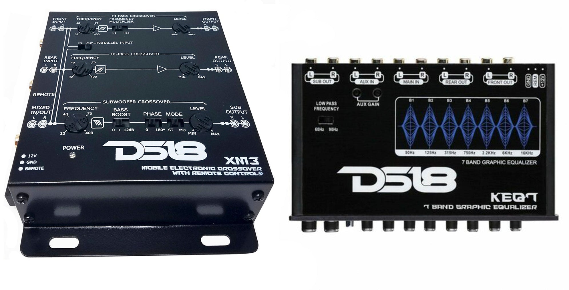 DS18 Combo KEQ7 7 Channel Equalizer + XM3 3 Way Electronic Crossover ...