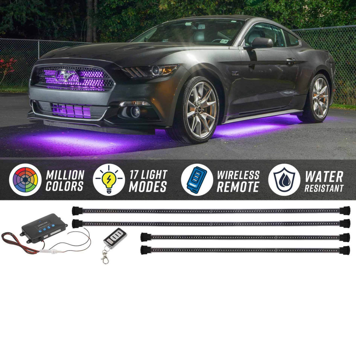 LEDGlow 4pc Million Color Wireless LED Car Underbody Kit — Big Jeff ...