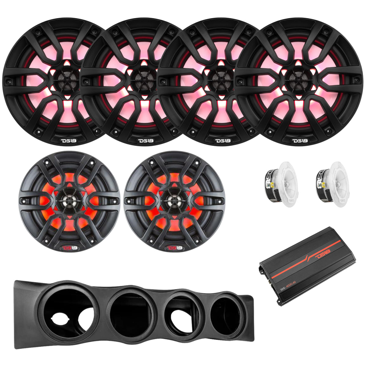 DS18 Speaker Tweeter Amp Bundle for 6th Gen Bronco BRO-SBAR/BK Sound B ...