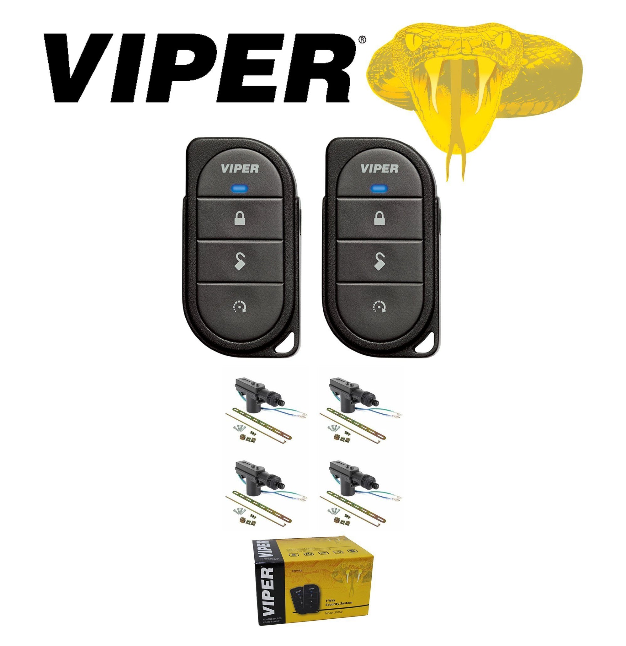 Viper 350 PLUS 1-Way Security 2 Remotes Control Center + 4 Door Locks ...