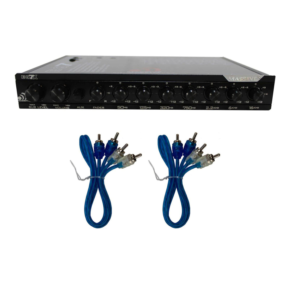 Massive Audio EQ7X 7 Band Graphic Equalizer + R2RCA18IN 18" RCA Cable ...