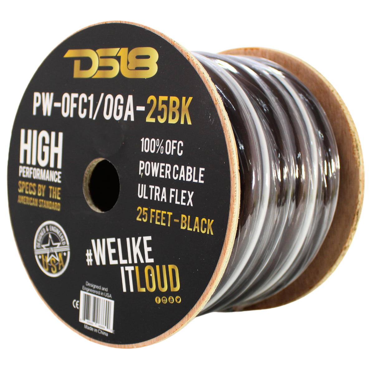 DS18 DS-PWOFC-0GABK Ultra Flex 100% OFC 0GA Ground Power Cable Wire Bl ...