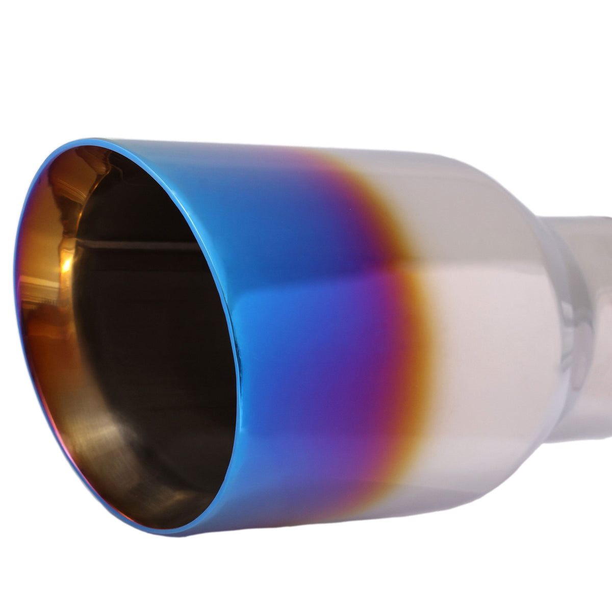 Mach-Speed Single Round Double Wall Slant Cut Blue Flame Exhaust Tip T ...