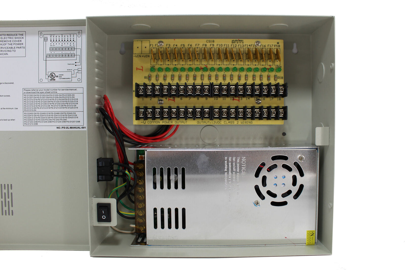 18CH CCTV Camera Power Supply 12V DC 30A w/ Auto Reset PTC Fuses — Big ...