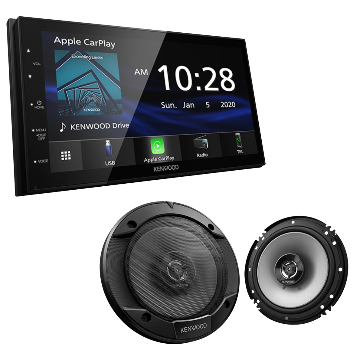 Kenwood CarPlay/Android Auto Receiver DMX4707S Plus 300W 6.5" Coaxial ...