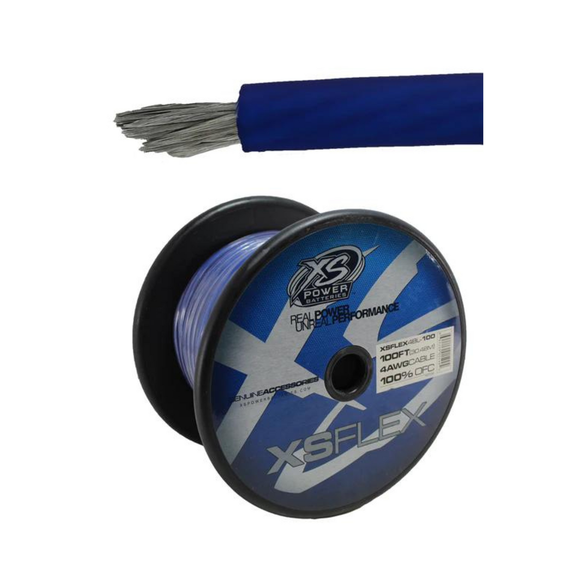XS Power 4 AWG 100% Oxygen Free Copper XS Flex Power/Ground Wire Blue ...