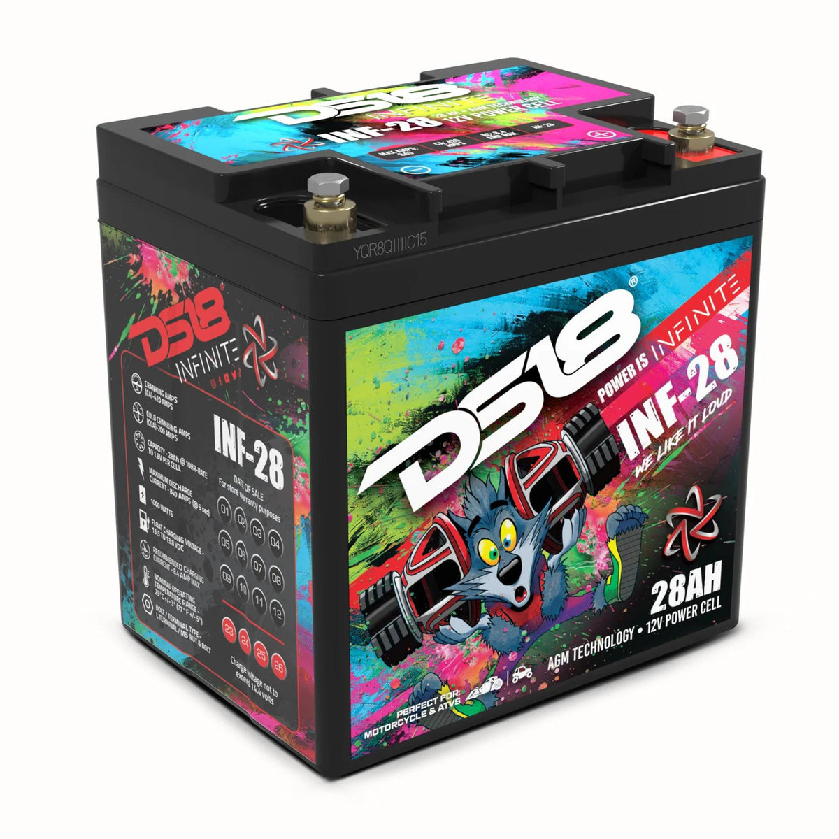 DS18 12V Battery 28 AH 1000 Watts AGM 420 Amps Non Spillable INFINITE ...